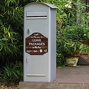 Please Leave Packages In The Box Signs 12 x 12 Inches Package Delivery Sign Metal Reflective Sturdy Rust Aluminum Waterproof Durable Ink Easy to Install Outdoor