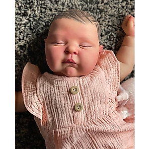 Pinky Lifelike Reborn Baby Doll 20 inches Realistic Soft Vinyl Silicone Newborn Baby Dolls Painted Hair Real Life Bebe Doll Toy Gift for Kids Age 3+