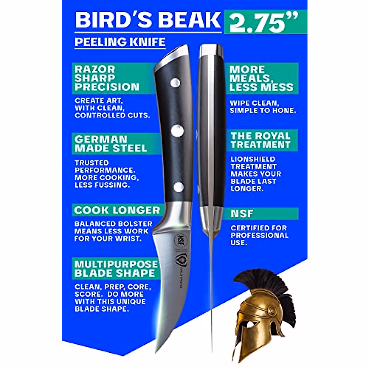 Dalstrong Tourne Peeling Paring Knife - 2.75" - Gladiator Series Elite - Forged German High-Carbon Steel - Sheath Included - NSF Certified