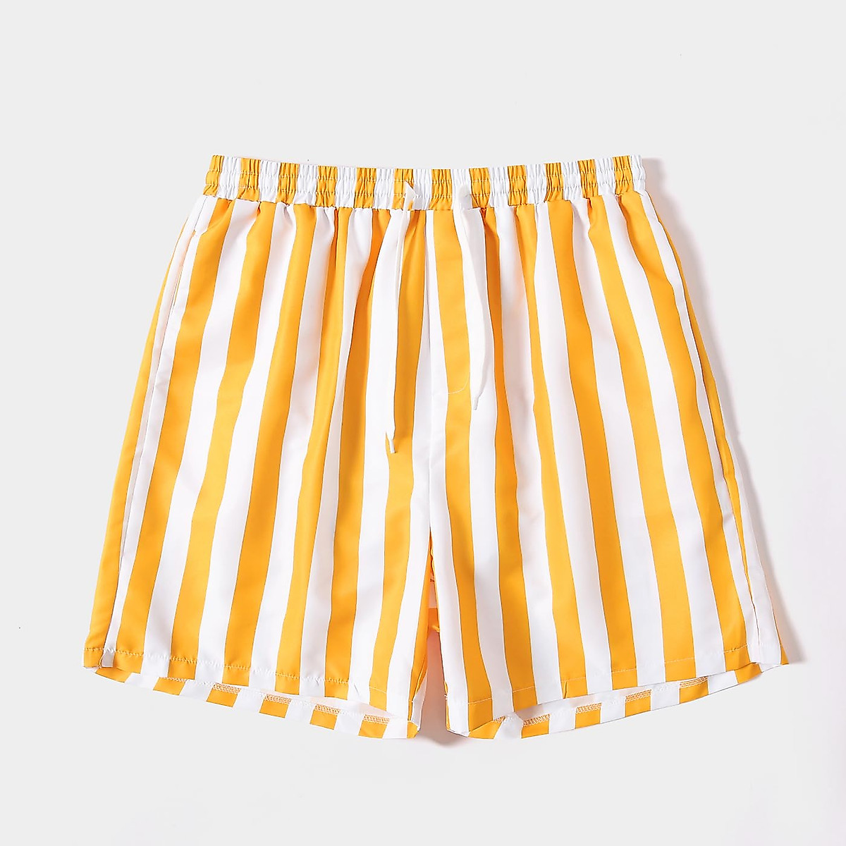 IFFEI Family Matching Swimsuits Mens Swim Trunks Striped Bathing Suit Hollow Out Mommy and Me Swimwear Beachwear Yellow Men: M