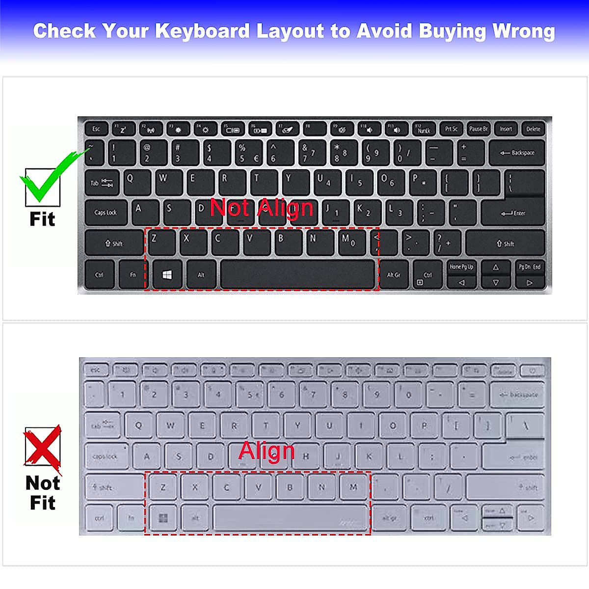 Keyboard Cover for Acer Swift 3 SF314-43/42 SF314-59/53/54/55/55G/56/57 14" |Swift 5 SF514-51/52T/52TP/53T/54T |Swift 1 SF113-31 SF114-32 |Acer Spin3 SP314-51/52/53GN/54N |Spin 5 SP513-52N/53N/54N