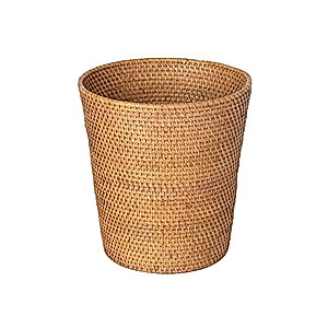 Kouboo Loma Round Rattan Paper Waste Basket (Honey-Brown)