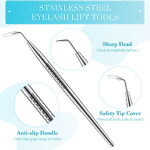 2 Pieces Eyelash Lift Tool Lash Separator Tool Stainless Steel Lash Lifting Perm Tool Lash Eyelash Perm Applicator Eyelash Extensions Supplies for Eyelash Lifting and Separating (Silver)