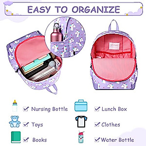 VASCHY Toddler Backpack for Girls, Cute Lightweight Water Resistant Preschool Backpack for Kindergarten Little Girls Bookbag Unicorn