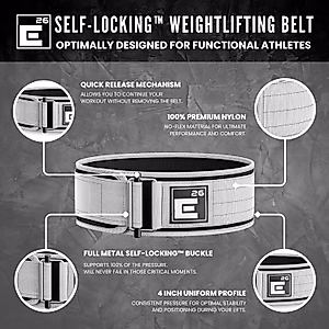 Self-Locking Weight Lifting Belt - Premium Weightlifting Belt for Serious Functional Fitness, Weight Lifting, and Olympic Lifting Athletes (Medium, White)