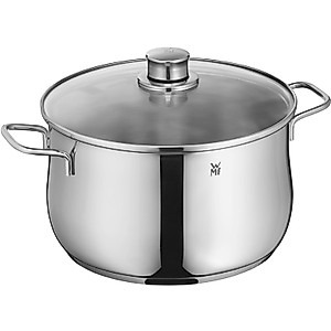 WMF Cookware Ø 24 cm Approx. 6,5L Diadem Plus Pouring Rim Glass Lid Cromargan® Stainless Steel Brushed Suitable for All Stove Tops Including Induction Dishwasher-Safe