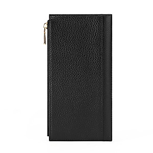 GOIACII Slim Wallet for Women Rfid Blocking Credit Card Holder with Zip Pocket Bifold Leather Black