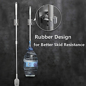 2 Pack Mop Broom Holder Racks 304 Stainless Steel Self Adhesive Heavy Duty Wall Mounted Mop Organizer Storage Clip Multi-Used for Garage Kitchen and Bathroom
