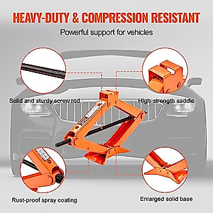 VEVOR Scissor Jack, 2.5 Ton/5512 lbs Scissor Car Jack, 3.7"-17.1" Lifting Range Scissor Lift Jack with Ratcheting Handle and L-Wrench, Portable Tire Jack for Cars Trucks Sedans MPVs