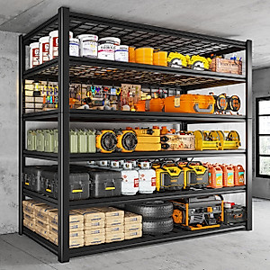 REIBII 84" H Garage Shelving, 6-Tier Garage Storage Shelves Heavy Duty Shelving Loads 3500LBS, 48" W Adjustable Garage Shelves Metal Shelving Storage Shelf Industrial Shelving 84" H x 48" W x 20" D