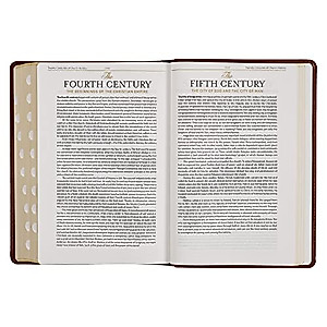 KJV Study Bible, Large Print Faux Leather - Thumb Index, King James Version Holy Bible, Art Nouveau Framed Saddle Tan