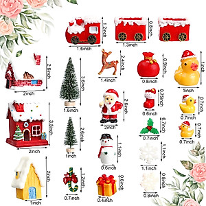 Hiboom 200 Pcs Christmas Miniature Ornaments Kit Resin Miniature Garden Dollhouse Ornaments DIY Kit Christmas Pendant Accessories Christmas Figurines Decorations for Snow Globe Winter Fairy Dollhouse