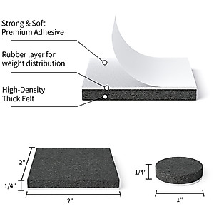 Yelanon Felt Furniture Pads - 80 Pcs Furniture Pads for Hardwoods Floors, Cuttable Felt Chair Pads, Anti Scratch Floor Protectors for Furniture Feet Chair Legs, Felt Pads Self Adhesive, Black