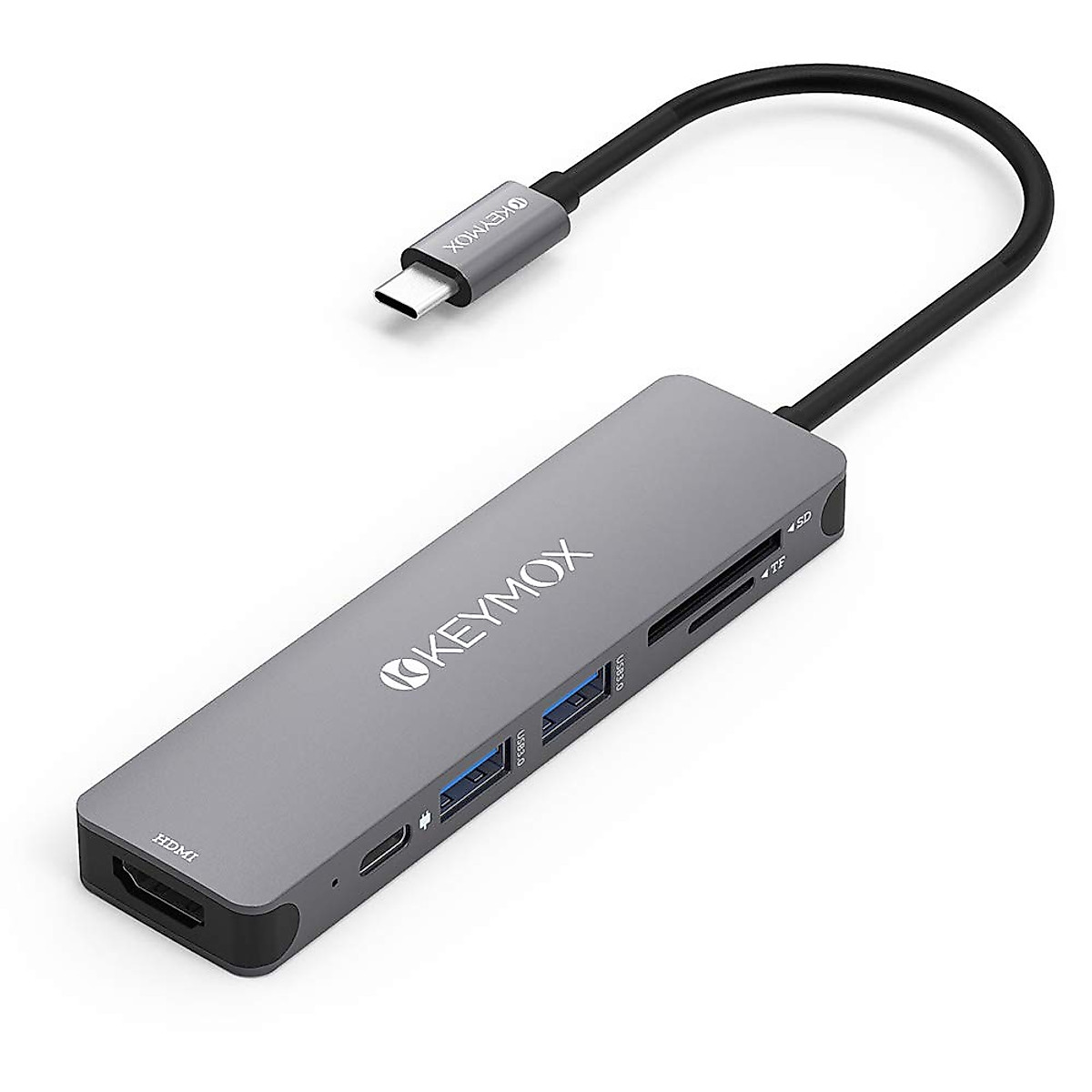 USB C Hub Multiport Adapter - KEYMOX 6 in 1 USB C Dongle with 2 USB-A, 100W PD Charging, 4K HDMI, SD/TF Card Reader Compatible with MacBook Pro/Air, iPad Pro and USB-C Devices