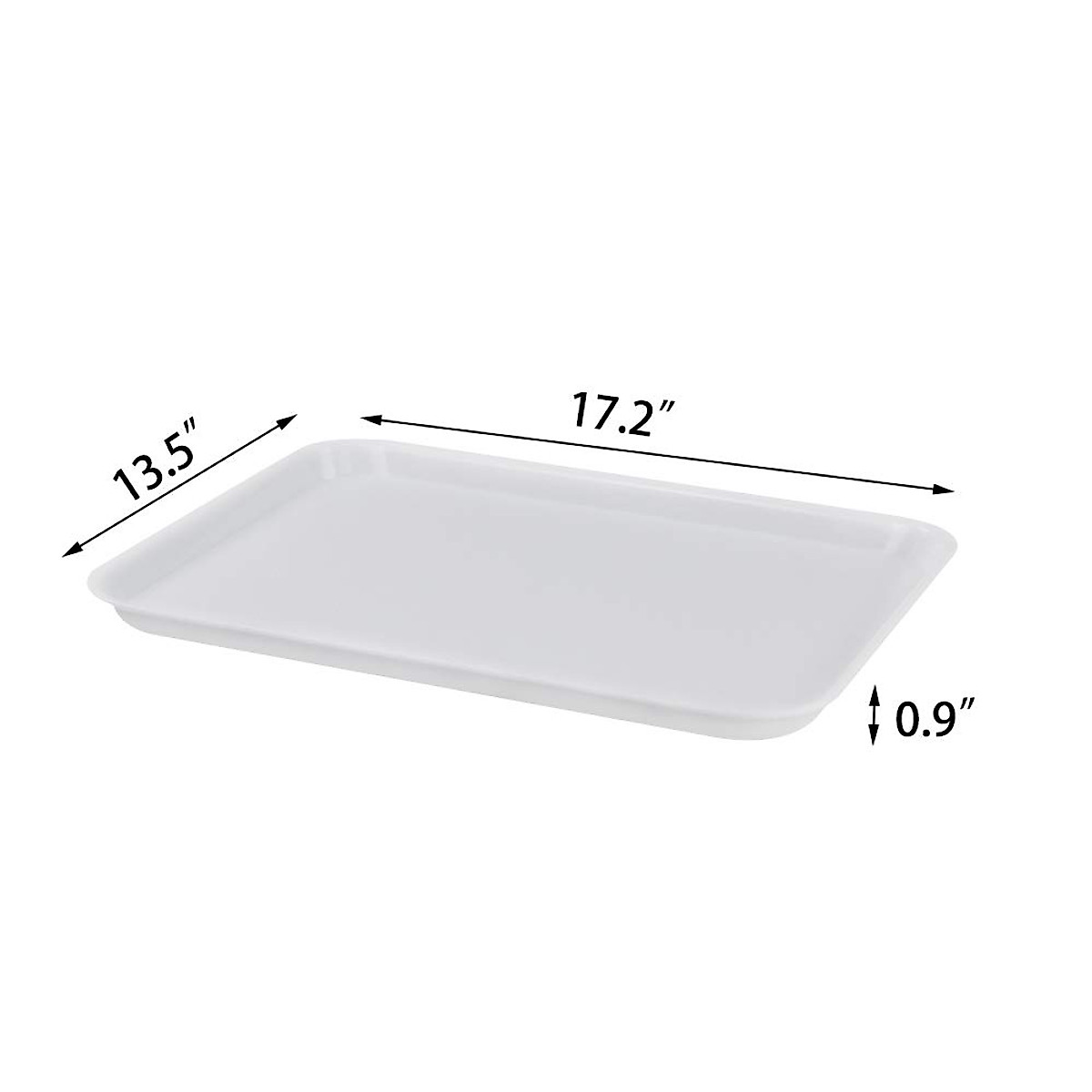 Gloreen Rectangular Fast Food Tray, Cafe Standard Cafeteria Serving Trays, 17.2"X13.5", Set of 4(White)