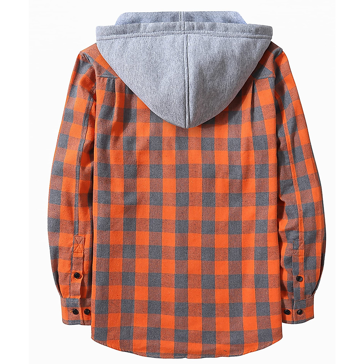 SCODI Mens Flannel Hoodie Shirt Casual Button Down Plaid Jacket Shirts Stylish Long Sleeve Shirts with Pocket Orange X-Large