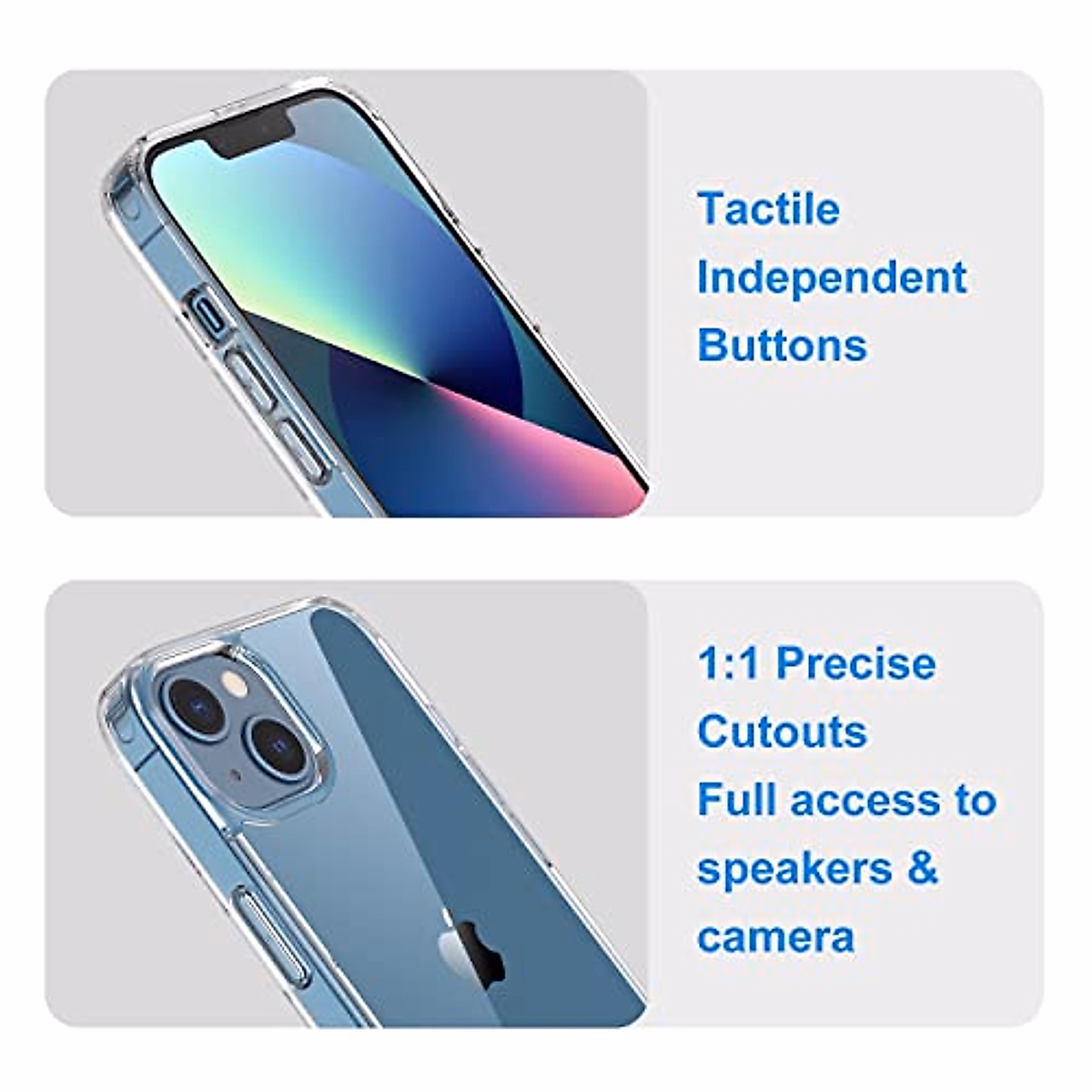 JETech Kickstand Case for iPhone 13, 6.1-Inch, Support Wireless Charging, Slim Shockproof Bumper Phone Cover, 3-Way Metal Stand (Clear)