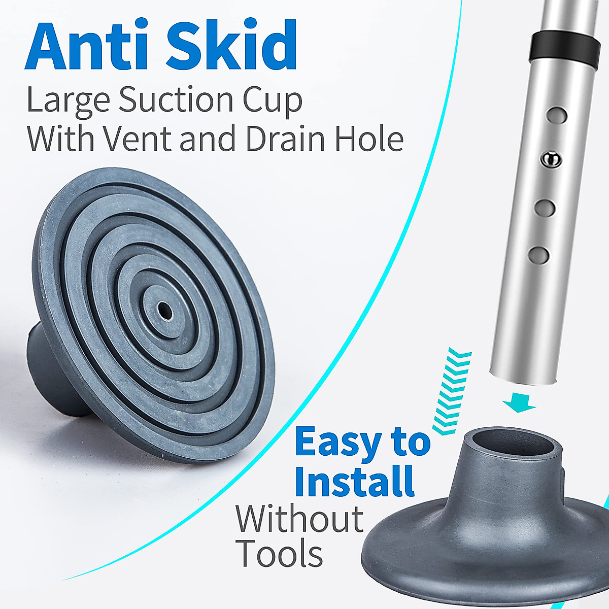 4 Packs Replacement Feet Pads for Shower Chair Bath Seat, 1-1/8" I.D Slope Rubber Feet Caps Universal Fit for Bath Stool, Shower Bench Legs Bathtub Transfer Benches Suction Cup Feet