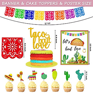 Fiesec Taco Bout Love Decorations, Mexican Themed Engagement Bridal Shower Bachelorette Decorations Backdrop Balloon Garland Banner Tablecloth Cake Cupcake Topper Poster Taco Ring