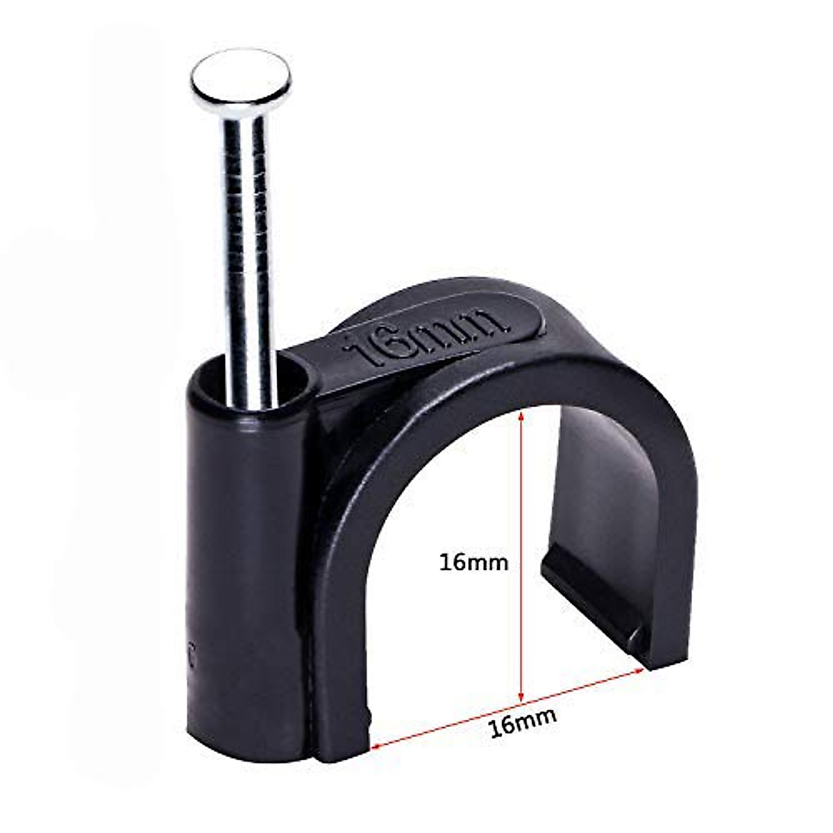 Mini Skater 16mm Nylon Steel Nail in Circle Ethernet Cable Clips Cord Holder Wire Management,Pack of 50.(Black)