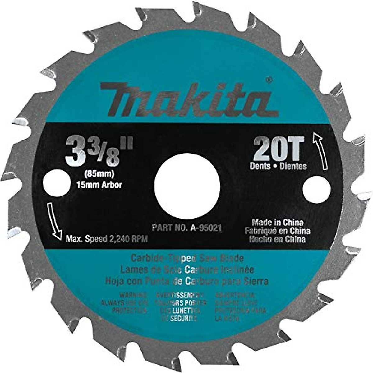 Makita A-95021 3-3/8" 20T Carbide-Tipped Circular Saw Blade, General Purpose