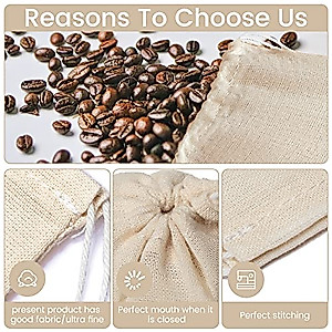 JW CRAFT Reusable Muslin Bags 3 x 4 Inches | 50 pcs Small Drawstring Bags | Spice Bags for Cooking 100% Eco-Friendly Cotton Bag