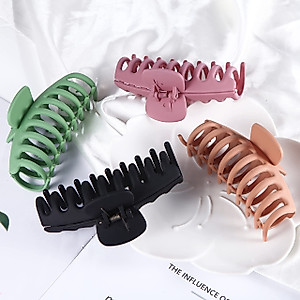 SHALAC Large Hair Claw Clips for Thick Hair 4 PCS, Strong Hold Perfect for Women, Barrettes for Long Hair, Fashion Accessories for Girls, Hair Clamps Clip 4.4 Inch Big Hair Claw for Heavy Hair