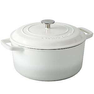 EDGING CASTING Enameled Cast Iron Dutch Oven Pot with Lid, 6-Quart Round Dutch Ovens Dual Handle, Bread Oven for Bread Baking, Oven Safe up to 500°F, White