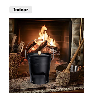 vensovo 2.5 Gallon Ash Bucket with Lid - Shovel, Broom, and Gloves, Heavy Duty Galvanized Iron, Fire-Resistant, Black Finish Perfect for Fireplaces, Fire Pits, Wood-Burning Stoves, and Grills