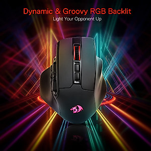 Redragon M811 PRO Wireless MMO Gaming Mouse, 15 Programmable Buttons RGB Gamer Mouse w/Ergonomic Natural Grip Build, 10 Side Macro Keys, Software Supports DIY Keybinds & Backlit