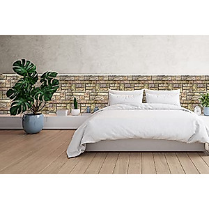 Retro-Art 3D Wall Panels, Pack of 6, Stacked Natural Limestone in Light Brown, PVC, 17.5" x 23.75", Cover 17.31 sq.ft. 566CY