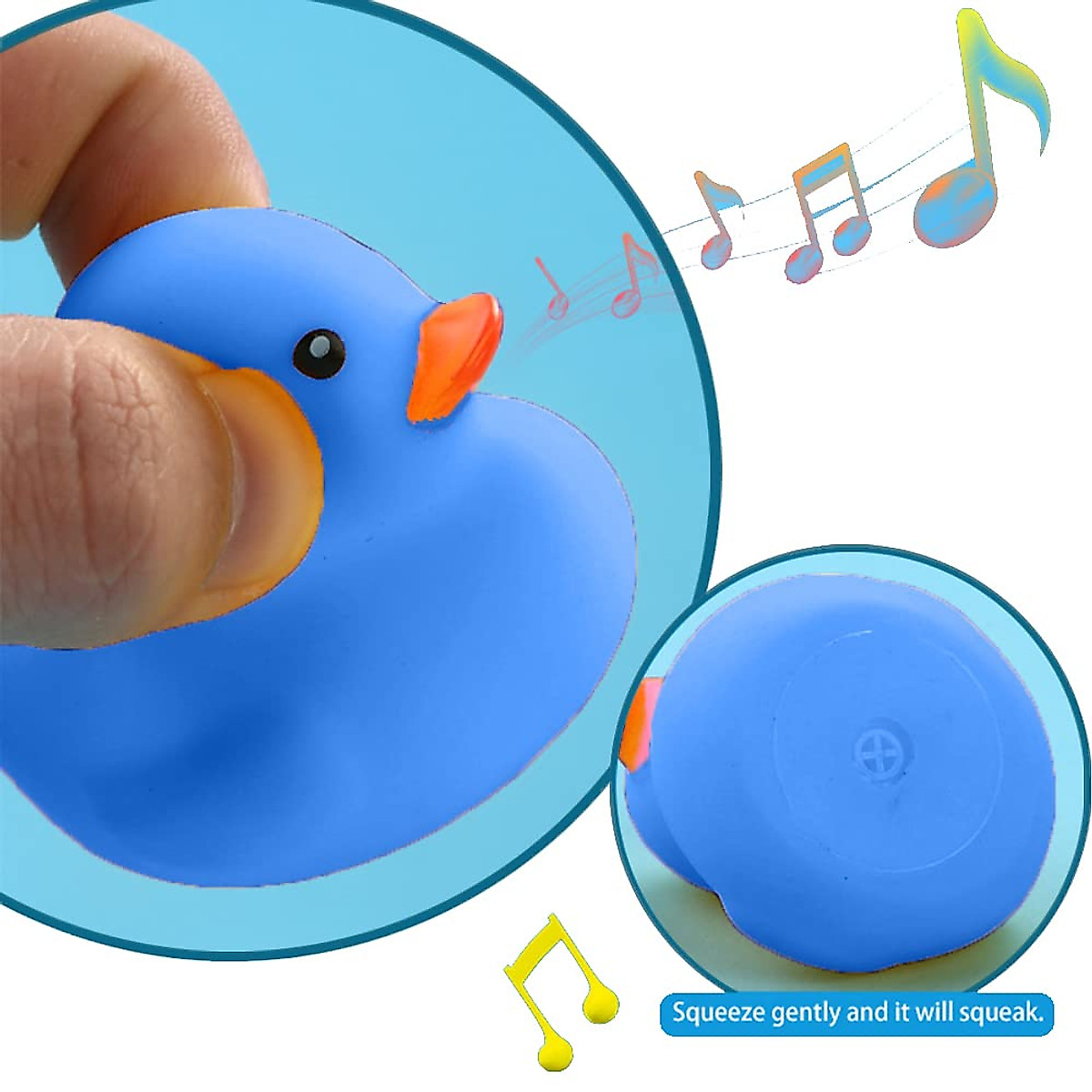Bath Duck Toys 16 PCS Blue Mini Rubber Ducks Squeak and Float Duckies Baby Shower Toy Party Decoration for Toddlers Boys Girls