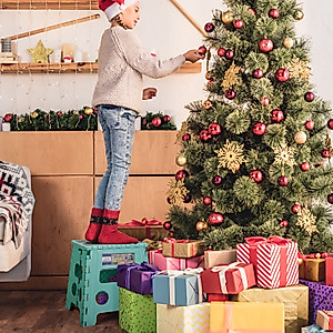 ACKO Folding Step Stool 13 Inch Stool Heavy Duty Plastic Foldable Step Stools for Kids, Stepping Stool with Handle, Folding Stool Suitable for Kitchen Hold Up to 300 LB (Teal 1PC)