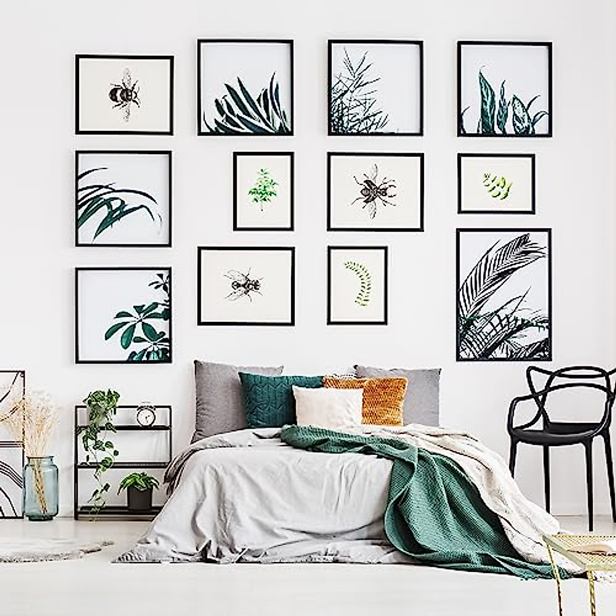 TWING Picture Frames 12x12 Set of 3, Black Large Gallery Wall Frame Set Display Photos 8 x 8 with Mat or 12 x 12 without Mat Wall Mounting Composite Wood