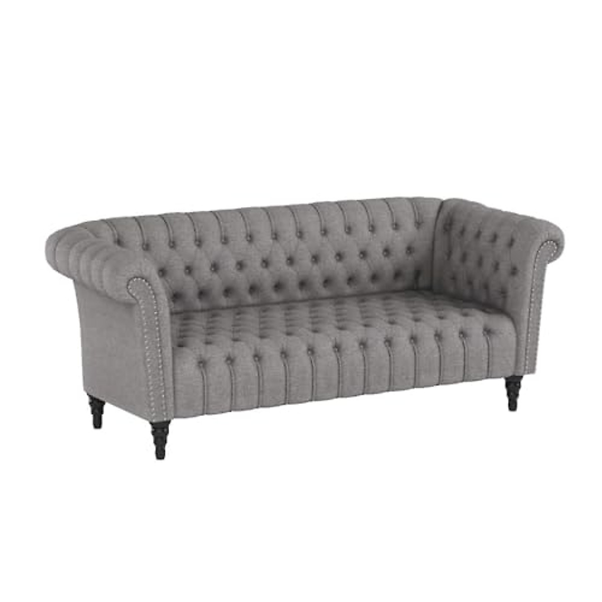 Christopher Knight Home Edgar Traditional Chesterfield Sofa with Tufted Cushions, Gray and Black