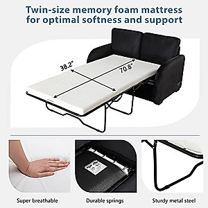 ERYE 3-in-1 Futon Daybed with Pull Out Sleeper Couch Bed, Loveseat Sofa W/Reclining Backrest Convertible Sleep Sofabed for Home RV Apartment Office Living Room