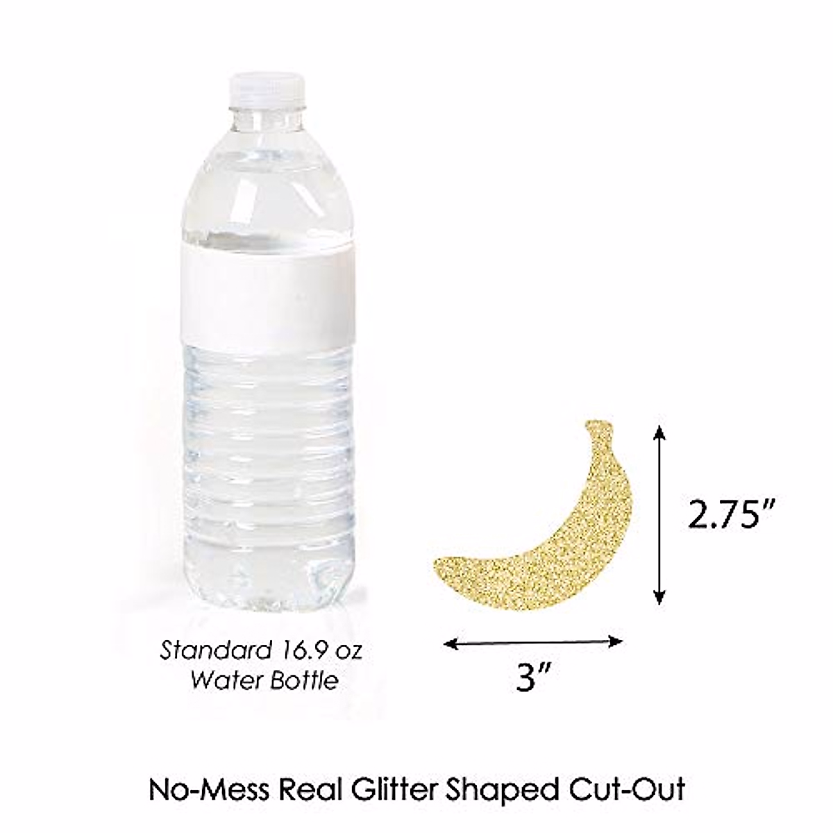 Gold Glitter Banana Party Straws - No-Mess Real Gold Glitter Cut-Outs and Decorative Tropical Party Paper Straws - Set of 24