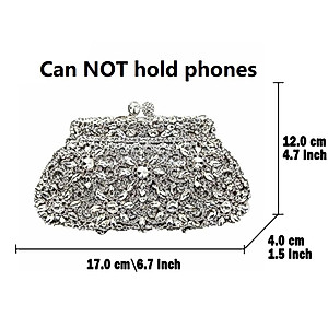 Boutique De FGG Women Crown Minaudiere Handbags Formal Evening Bags Flower Crystal Clutch Purses Wedding Clutch Bag,Mini,Brown