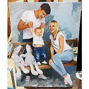 100% Handmade Personalized Picture Custom Canvas Oil Painting from Your Photos - Customize Portrait Your Space with Canvas Wall Art Paintings (Un-Frame,H24xW16inch(60x40cm))