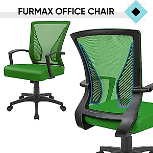 Furmax Office Chair Mid Back Swivel Lumbar Support Desk Chair, Computer Ergonomic Mesh Chair with Armrest (Green)
