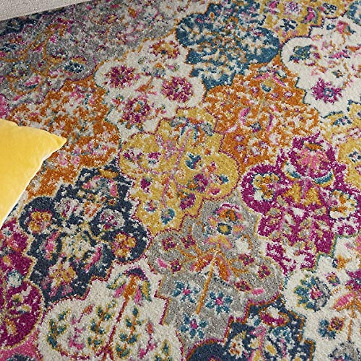 Nourison Passion Bohemian Multicolor 5'3" x 7'3" Area -Rug, Easy -Cleaning, Non Shedding, Bed Room, Living Room, Dining Room, Kitchen (5x7)