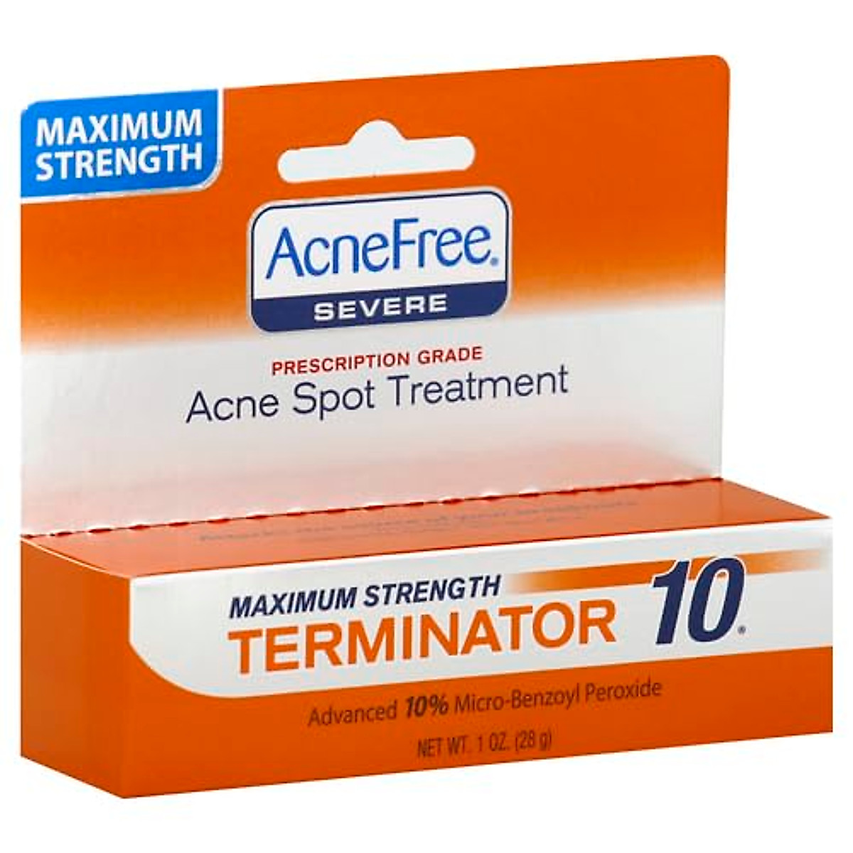 AcneFree Terminator 10 Acne Spot Treatment with Benzoyl Peroxide 10% Maximum Strength Acne Cream Treatment, 1 Ounce - Pack Of 1