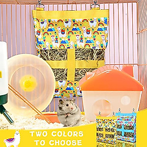 2 Pieces Guinea Pig Hay Bag Washable PET Hay Feeder Bag with 2 Holes Cute Small Animal Hanging Feeder Sack Storage for Bunny Guinea Pig Chinchilla Hamster Small Pets (Bird, Alpaca)
