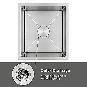 MILOSEN Bar Sink Undermount 17×19 Inch, Wet Bar Prep Kitchen Sink, Small RV Kitchen Sink Single Bowl, Small Stainless Steel Undermount Bar Sink