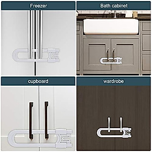 Goodv Baby Proof Cabinet Lock - 2 Pack Adjustable Child Safe U Shape Straps Multi-use for Closet Drawer Dresser No Adhesive No Tools(2)