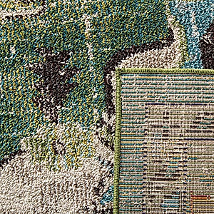 SAFAVIEH Monaco Collection 8' x 10' Forest Green/Light Blue MNC243F Boho Chic Medallion Distressed Non-Shedding Living Room Bedroom Dining Home Office Area Rug