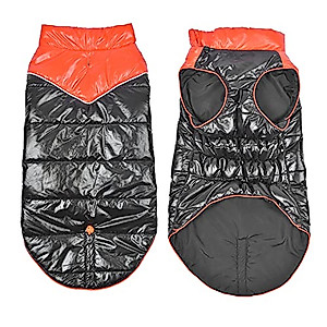 KOOGAL Dog Windproof Waterproof Cotton Coat,Medium and Large Jacket Dog Cotton Vest Cotton Coat Cotton Undershirt Winter Coat Double-Breasted for The Medium and Large Dogs （3XL，Orange Black）
