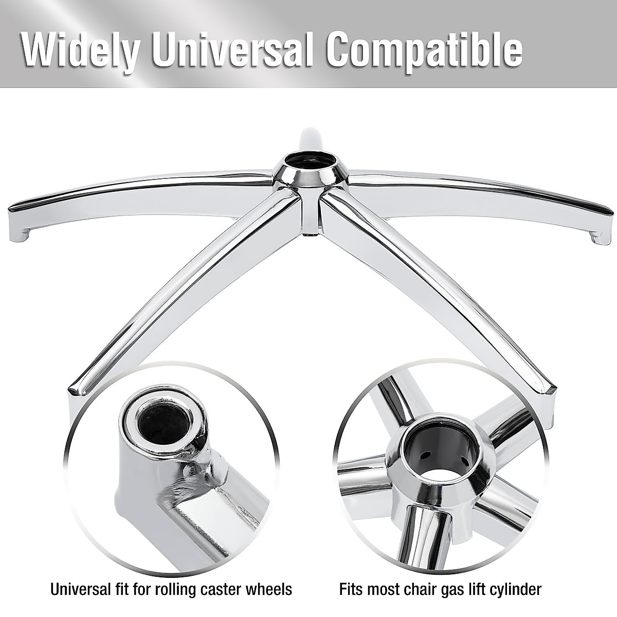 Duramont Office Chair Base Replacement - Heavy Duty Base To Replace Any Chair Bottom - Strong Aluminum Metal Legs Help Your Desk Chair Last a Lifetime - Universal Standard Size 28" Inch