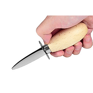 Seki Japan Oyster Knife, Japanese Hand Guard Shellfish Opener, Oyster Shucking 2.6 inch (67 mm) Stainless Blade, Beech Wood Handle