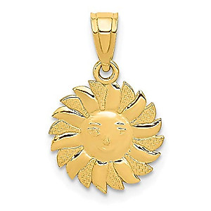 IceCarats 14K Yellow Gold Sun Face Necklace Charm Pendant Only